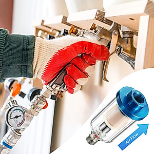 3 Pcs Compressed Air Filter Water Oil Separator 1/4 Inch NPT Inlet and Outlet Airbrush Filter Moisture Separator for Air Line Compressor Fitting, 90 PSI