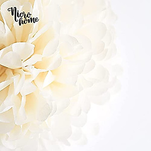 NICROHOME Wedding Decorations, 12 PCS Champagne Tissue Paper Pom Poms, Creamy White Paper Flowers for Engagement Receptions, Bachelorette, Birthday, Bridal Showers Party Supplies