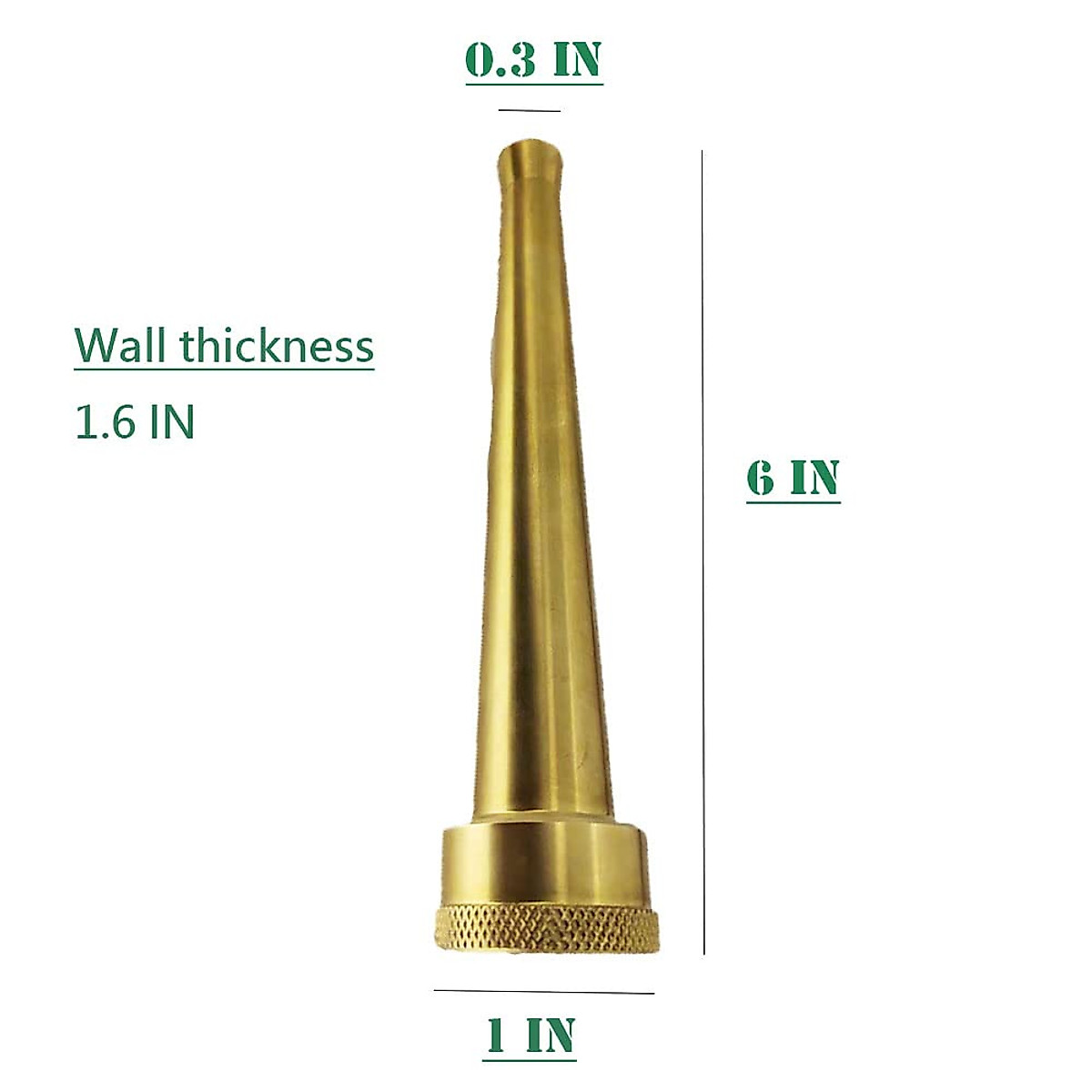 KOMANDE 6" Garden Water Hose Nozzle for Yard - Heavy Duty Solid Brass PowerBlast Super Sweeper High Pressure 3/4 Inch GHT Thread Inlet - for Cleaning Driveway, Pool, Kennel and Car