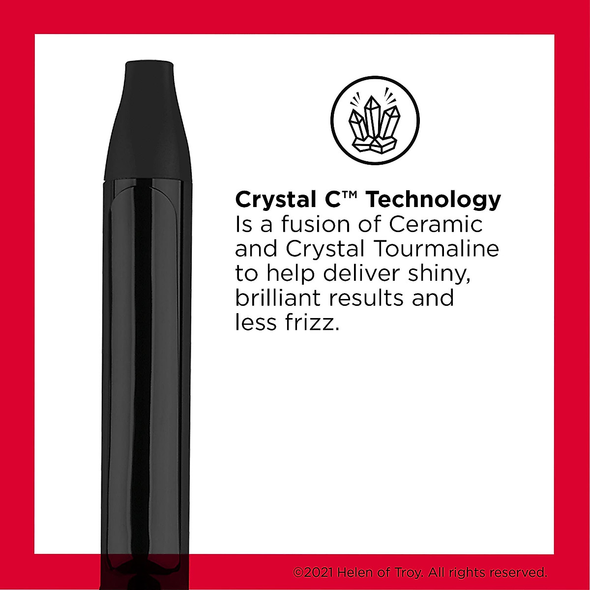 Revlon Crystal C + Ceramic Hair Curling Iron | Long-Lasting Shine and Less Frizz, (1 in)