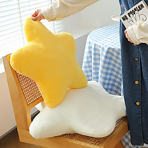 GEXUANCEHN Little Star Pillow Bedroom Living Room seat Pillow (15.7 * 15.7, White)