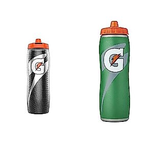 Gatorade Insulated Squeeze Bottle, Black, 30oz & 32oz Gator-skin Bottle, Green, One Size