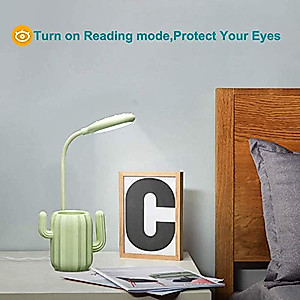 Small Desk Lamp with Pen Holder, Table Lamp with 3 Brightness Levels, Flexible Gooseneck, Touch Control for Kids, Home Office