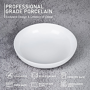 (6 Pack) Pasta Bowls Set Ceramic, Salad Bowls Large Serving Bowl Plates, Soup Bowl, Dishwasher Microwave Safe, Set of 6 (White)