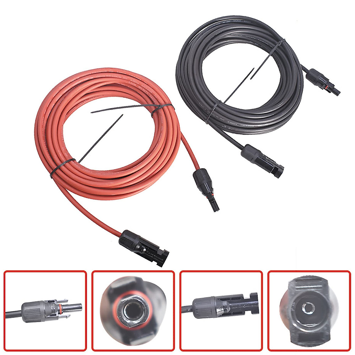 Kimllier 15FT Solar Panel Extension Cable Wire with Male and Female Connector Black and Red 12AWG