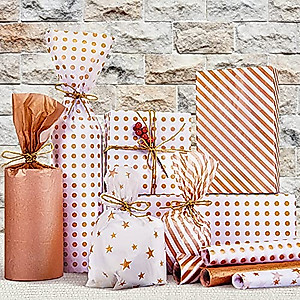 Larcenciel Tissue Paper, 120 Sheets Rose Gold Tissue Paper Bulk, Gift Wrapping Paper for Gift Bags, Flower, Valentines, Christmas, Wedding, Birthday Party, Holiday Decor, DIY Crafts (19.7 x 13.8 Inch)