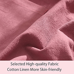 Tobyan Soft Cotton Linen Apron for Women - Non-tie Cross Back Apron with Pockets, Great for Florist and Kitchen (Wine Red)