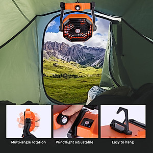 Nothers Outdoor Camping Fan with Led,Personal Usb Fan for Desk,Portable Fan USB Rechargeable,Battery Operated Fans for Home Cordless Fan for Tent,Travel,Bedroom,Table,Home,Canopy,Picnics with Hooks