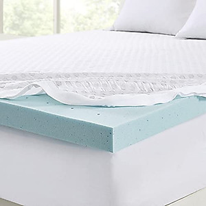 Sleep Philosophy Gel Infused Memory Foam Mattress Topper Luxurious All Season Enhanced Bed Support, Queen(3" Thick), Removable Cooling Cover