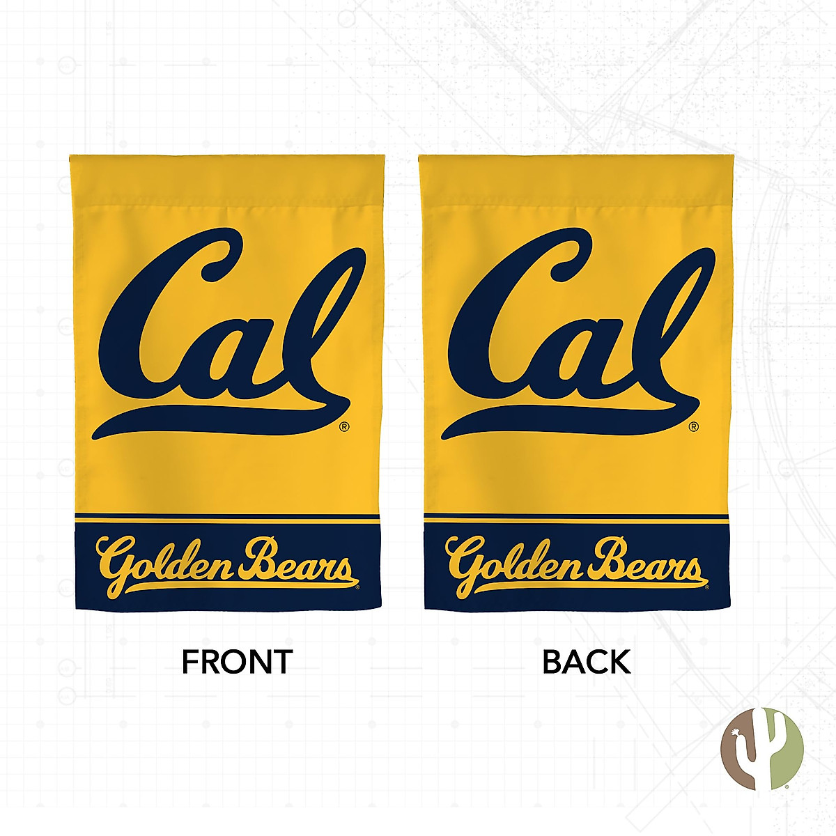 Desert Cactus University of California Berkeley UCB Garden Flag – 19 x 12 inch Golden Bears Banner, For Outdoor Display and Events (Design B)