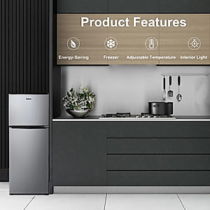 4.6. Cu ft Two Door Mini Refrigerator with Freezer, Stainless Steel