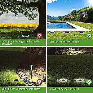 NFESOLAR Solar Lights Outdoor with 16 LEDs, Bright Solar Ground Lights Outdoor Waterproof Solar Disk Lights for Pathway Garden Yard Lawn Walkway Driveway (White 8 Pack)