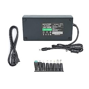 DIGISHUO DC 24V 7A 168W Power Supply Adapter Transformer Switch AC 110V/220V to DC 24V 7amp Switching Converter LED Driver for LED Strip Light CCTV Camera Security System (24V 7A 168W)