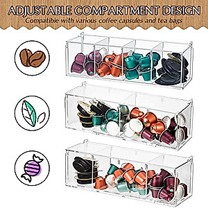 2 Pcs Acrylic Coffee Pod Holder with Lid Coffee Station Organizer Capsule Storage Coffee Bar Accessories for Tea Bag Sugar