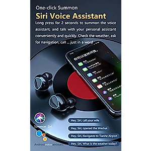 True Wireless Earbuds, BD&M Bluetooth 5.0 Earbuds in-Ear TWS Stereo Headphones with Smart LED Display Charging Case Waterproof Built-in Mic for Sports Work - Black