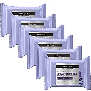 Neutrogena Night Calming Cleansing Makeup Remover Face Wipes, Nighttime Facial Towelettes to Remove Sweat, Dirt & makeup, Leaves Skin Feeling Calm, Alcohol-Free, 100% Plant Based Cloth, 25 ct