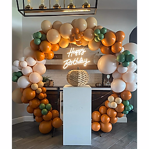 Fall Balloons Garland Arch Kit - Double Stuffed Matte Burnt Orange Cream Peach Apricot Terracotta Latex Balloon Different Sizes 18 12 10 5In Fall Ballon for Baby Shower Party Holiday