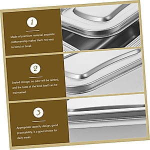 OUNONA 3pcs Ice Cream Box Stainless Steel Refrigerator Round Container with Lid Freezer Container Empty Ice Cream Containers Refrigerator Food Storage Bin Household Storage Box, 17X11X7CM, Silver