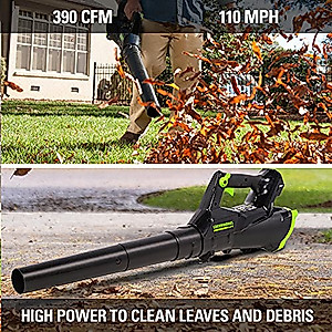Greenworks 40V (110 MPH / 390 CFM) Cordless Axial Blower, 3.0Ah Battery and Charger Included LB-390