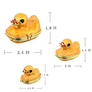 YU FENG Family Duck Trinket Boxes Hinged Collectible Painted Enameled Jeweled Duck Figurine Animal Jewelry Ring Holder Box