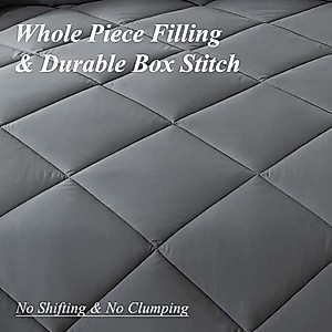 ELNIDO QUEEN Grey Twin Comforter Set with 1 Pillow Sham - 2 Pieces Gray Bed Comforter Set - Quilted Down Alternative Comforter Set - Lightweight All Season Bedding Comforter Sets Twin Size(64×88 Inch)