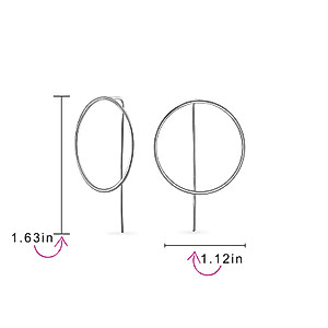 Delicate Minimalist Geometric Thin Round Open Circle Modern Hoop Threader Earrings For Women For Teen .925 Sterling Silver