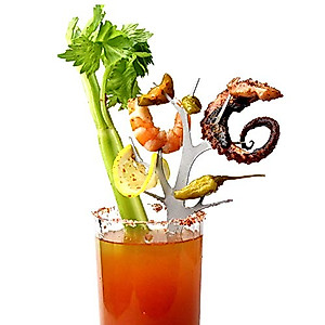 RigidOrange Bloody Mary Skewers, 2-Pack Reusable Cocktail Picks Food Grade Stainless Steel Brunch Stab Fruit, Olive, Appetizer, Garnish, Sandwich, Hors D'oeuvres, Martini Party