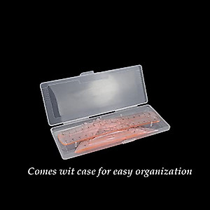 FarBoat Set of 4pcs Translucent Soft PVC Ruler Kit Flexible Straight Ruler Triangular Ruler Protractor Angle Gauge (Clear Orange)