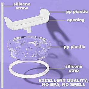 Stanley Cup Lids, 9 Pack Stanley Replacement Lid Accessories for Stanley Tumbler Cup 40 oz 2.0 and Other Tumbler 40 oz, Including Straw Cover Cap, Replacement Straws And Lid Spill Plug (Orchid)