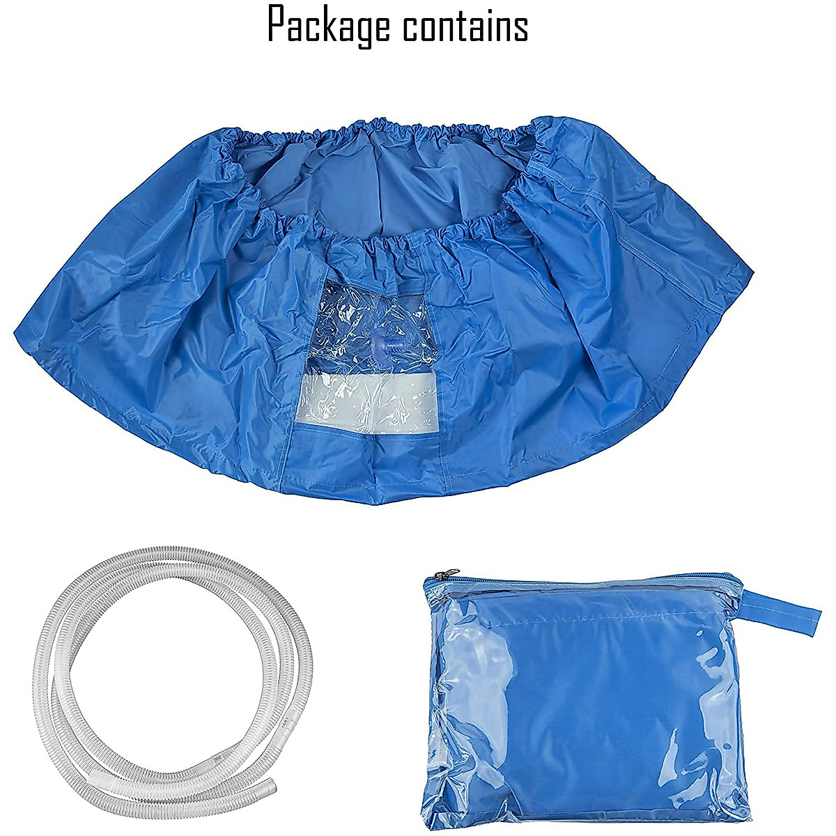 Air Conditioner Cleaning Protector Cover Waterproof Dustproof Cover Bag with Drain Outlet and Water Pipe Dust Washing Clean Protector Bag Wall Mounted Split AC Air Conditioning Service Bag (Blue, M)