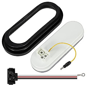 Partsam 2Pcs 6.7 Inch Oval Red Stop Turn Tail Lights and Blue Auxiliary Lights Kit 12 Diodes w/Rubber Grommets & 3-Prong Wire Pigtails Red/Blue Oval Led Truck Trailer Tail Lights and Auxiliary Lights