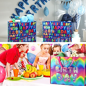 Kajaia Gift Bags, 4 Pcs Extra Large Birthday Party Favor Supplies, Non Woven Fabric, Reusable, Colorful Designs, 16 x 20 Inch, for Baby Shower, Kids, Events