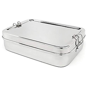 Lifestyle Block Stainless Steel Lunchbox - 7 Inch Rectangle with Nesting Mini Container - BPA Free