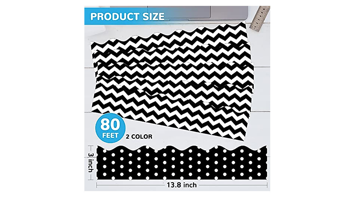 Black Dot Bulletin Board Trim - 80ft Decor for Classrooms