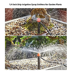 1/4" Drip Irrigation Emitters, Yulaiyoen 1/4-inch Spray Emitters 30 Pack, Automatic Drip Irrigation Parts Accessories, 360 Degree Drip Irrigation Sprinkler Heads Sprayer for Irrigation System