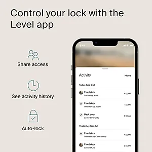 Level Bolt Smart Lock - Smart Deadbolt that Works with Your Existing Lock for Keyless Lock Entry, App-Enabled Bluetooth Lock with Smartphone Access, Compatible with Apple HomeKit