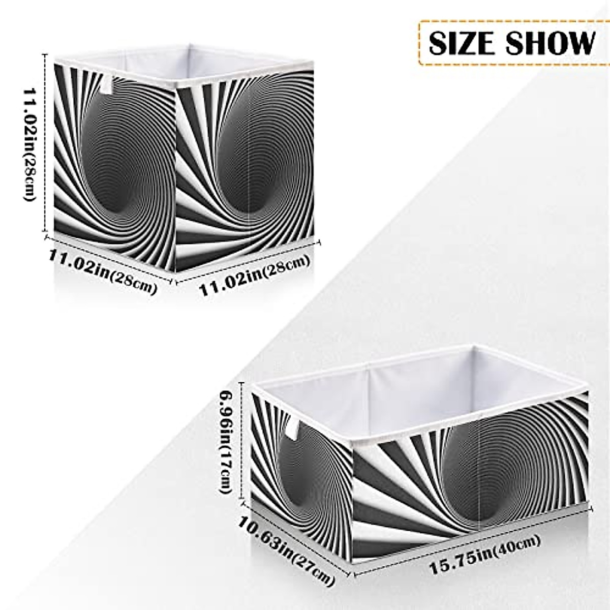 Black Hole 3d Storage Basket Storage Bin Rectangular Collapsible Closet Baskets Toy Storage Box Organizer for Makeup Closet Bathroom Bedroom