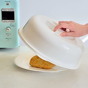 Youngever 2 Pack 12 Inch Plastic Microwave Splatter Covers, Reusable White Microwave Covers for Food