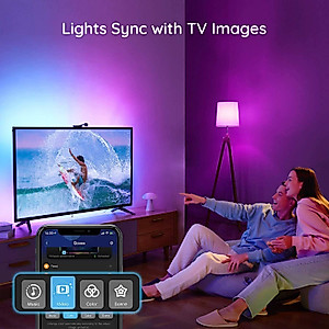 Govee Envisual TV LED Backlights with Camera, DreamView T1 RGBIC Wi-Fi TV Backlights for 55-65 inch TVs PC, Works with Alexa & Google Assistant, App Control, Music Sync TV Lights, Adapter, H6199