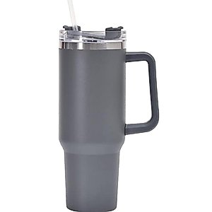 Insulated Stainless Steel Mug 40 oz - Travel Tumbler with Handle, Straw Lid, and Leak-Proof Design for Hot and Cold Drinks