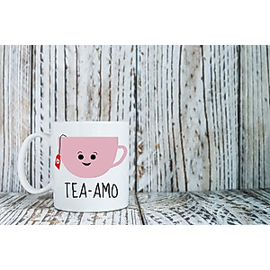 AW Fashions Tea Amo - Spanish I love You 11oz Fabulous Coffee Tea Mug Perfect for Women Funny Birthday Ideas for Her, Fiancee, Girlfriend, Wife, Mom Love you Mugs