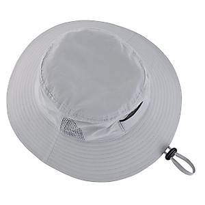Connectyle Womens UPF 50+ Beach Sun Hat Nylon Bucket Fishing Hat with Ponytail Travle Hat Light Grey
