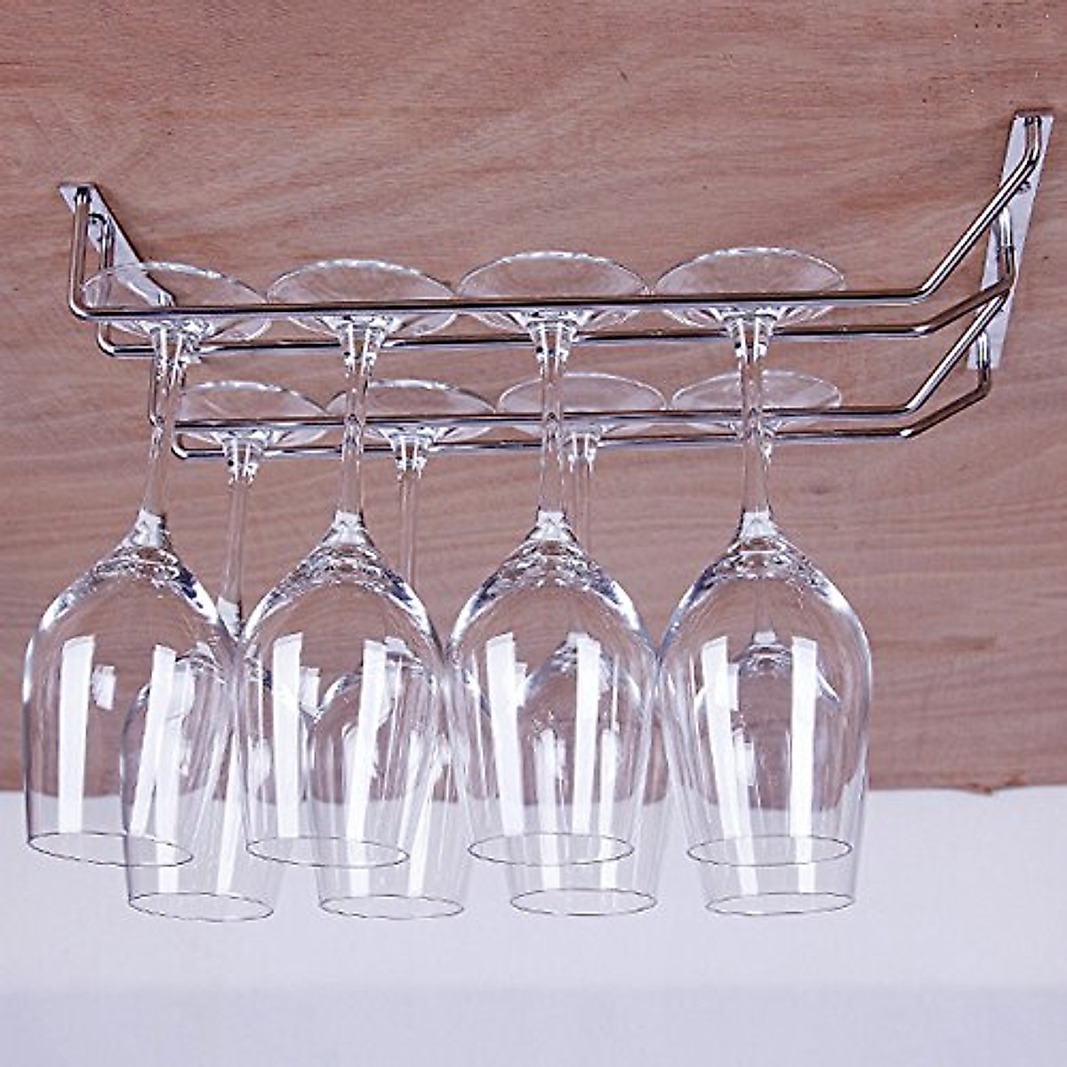 Tuliptown Stainless Steel Wine Glass Hanger Rack, Wall Mounted Wine Rack, Under Cabinet Stemware Rack for Bar or Kitchen Chrome Finish (13 Inch)