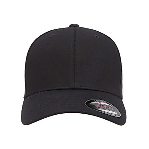 Flexfit Cotton Twill Fitted Cap, Black, Small/Medium