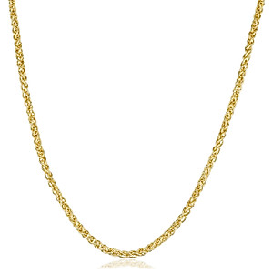 Kooljewelry 14k Yellow Gold Filled Round Wheat Chain Necklace (2.5 mm, 26 inch)