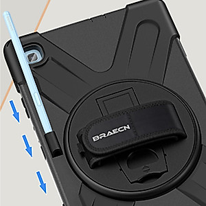 BRAECN for Galaxy Tab S6 Lite Case 2024/2020/2022,Heavy Duty Rugged Shockproof Case with Hand Strap, Shoulder Strap, Kickstand, S Pen Holder for Samsung Tab S6 Lite 10.4 Inch Tablet SM-P610 -Black