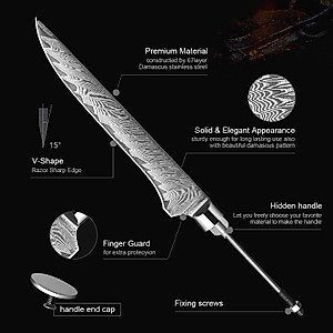 XITUO Boning Knife 6-Inch, 67 Layers Damascus Steel VG10 High Hardness Kitchen Knives Blank Blade Handmade DIY Blades Sharp Knife Billet 9pc Sets Utility (6'' Boning Knife)