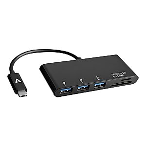 V7 V7UC3U-HUB-BLK-1N USB-C to 5in1 Hub Black 3XUSB3. 1Xsd 1Xmicro SD