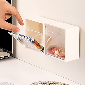 VALINK Holder Dispenser for Cotton Ball, Wall-mounted Flip-top Organizer Multifunctional No Drilling Cotton Buds & Make Up Pad Dispenser for Home & Office (1PC/3PCs)