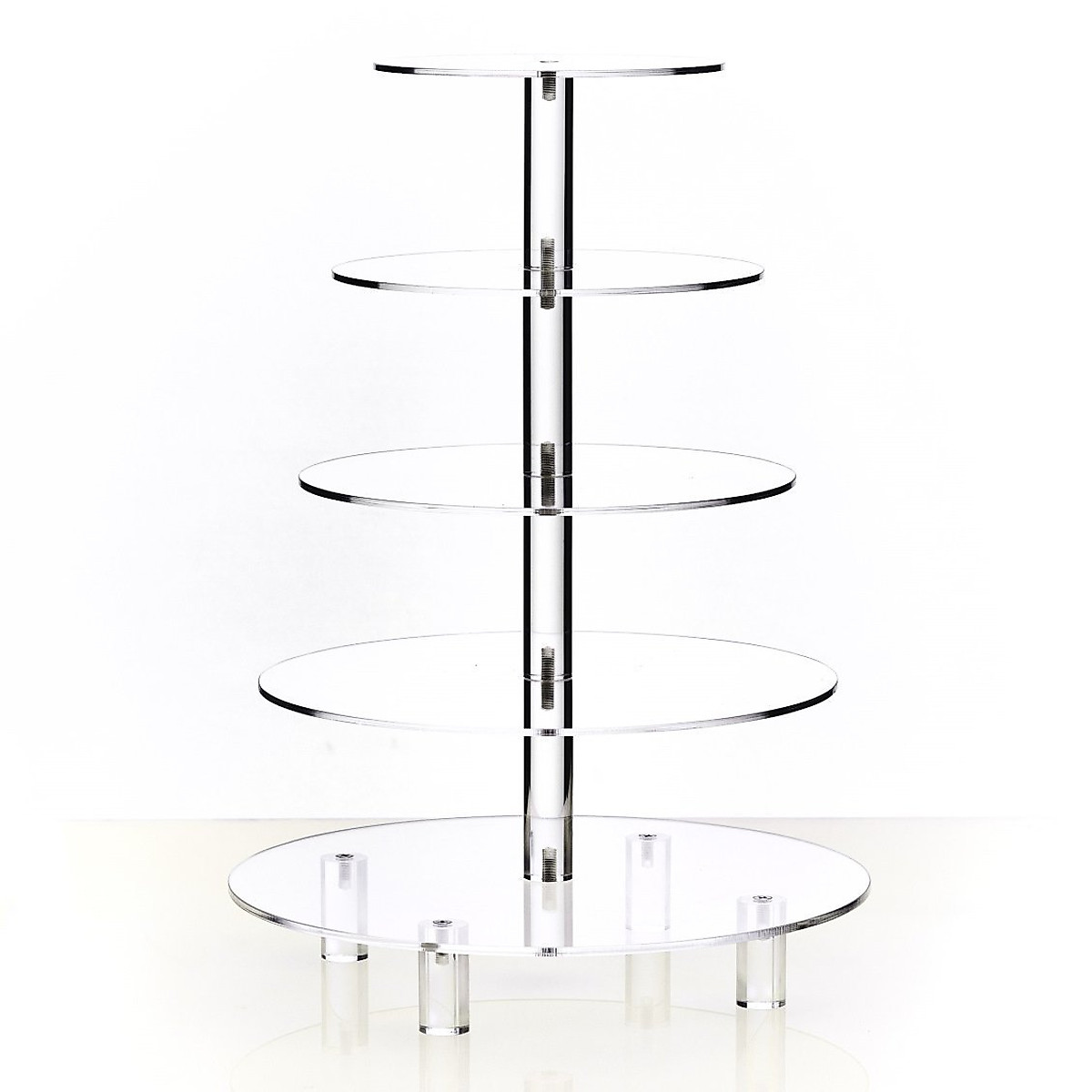 Hayley Cherie 5 Tier Round Cupcake Stand - Extra Thick 5mm Base - Acrylic Tiered Cake Stand - Dessert Tower - Weddings, Graduation, Birthday Parties (5 Tier)